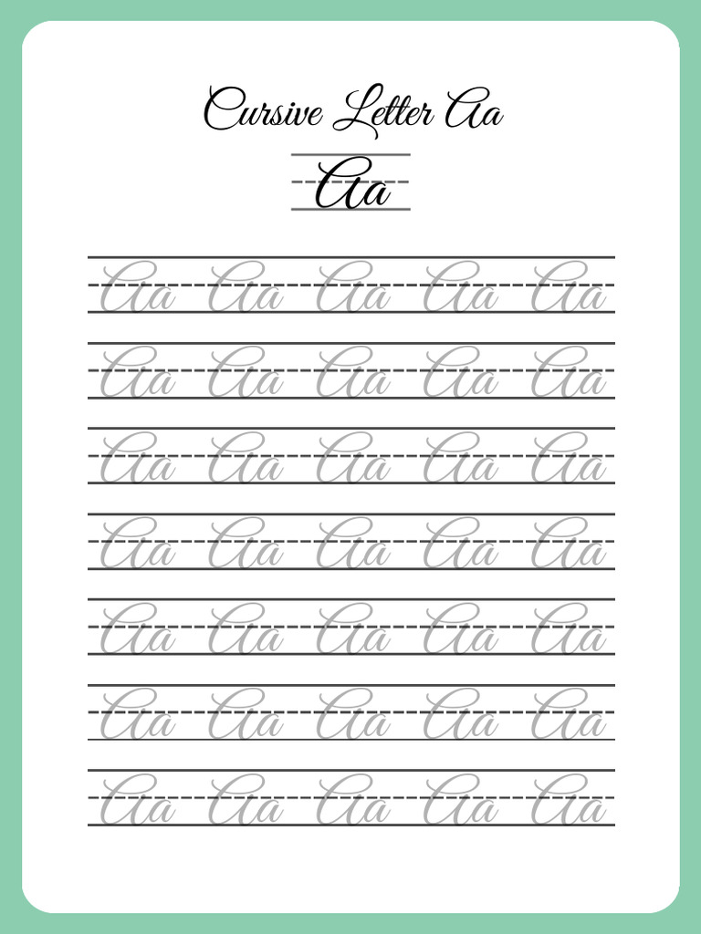 Green Cursive Letters Handwriting Worksheet | PDF | Languages | Foreign ...