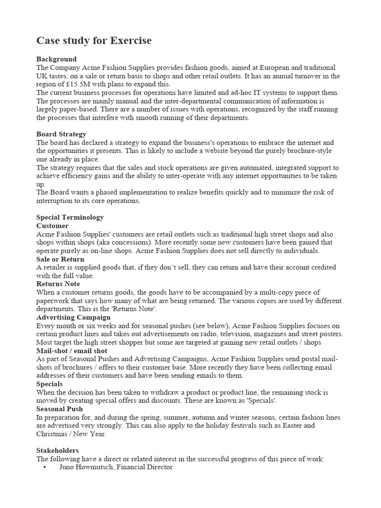 BA Case study | PDF | Sales | Retail