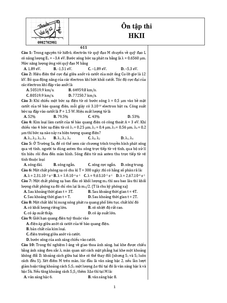 Ôn tập thi Hkii | PDF