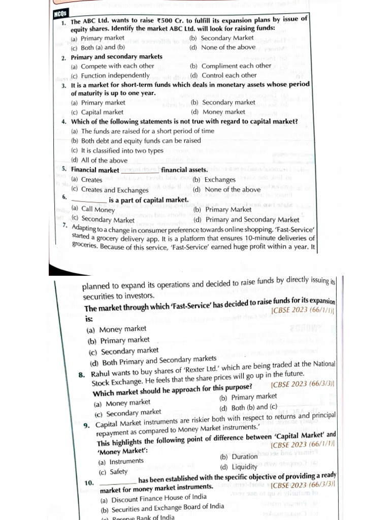 Financial Market (Assignment 1 With Answers) | PDF