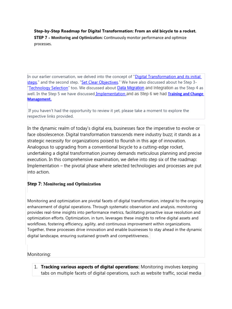 Step-by-Step Roadmap for Digital Transformation From an old bicycle to a rocket STEP 7 ...