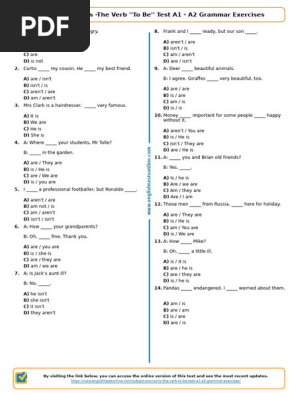 English Grammar Exercises Pdf