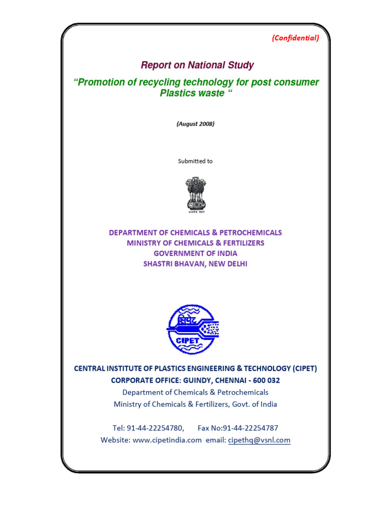 CIPET Final Report Recycling | PDF | Recycling | Plastic