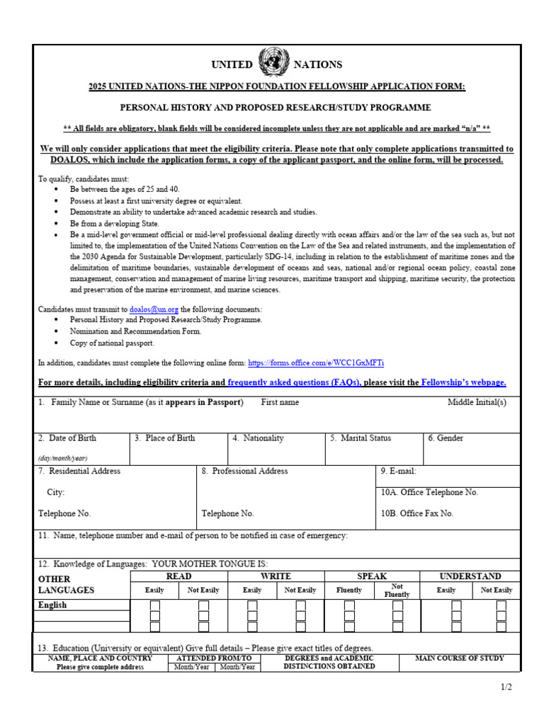 2025unnfaplicationform Final | PDF | Travel Visa