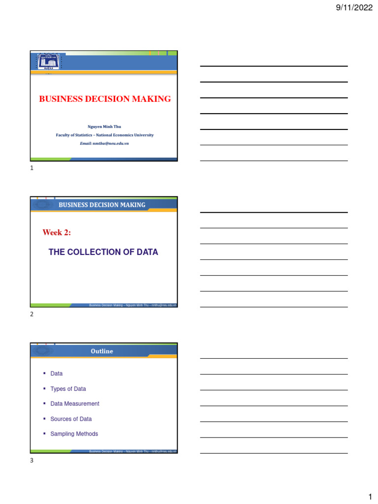 Week 2 - BBM | PDF | Level Of Measurement | Sampling (Statistics)