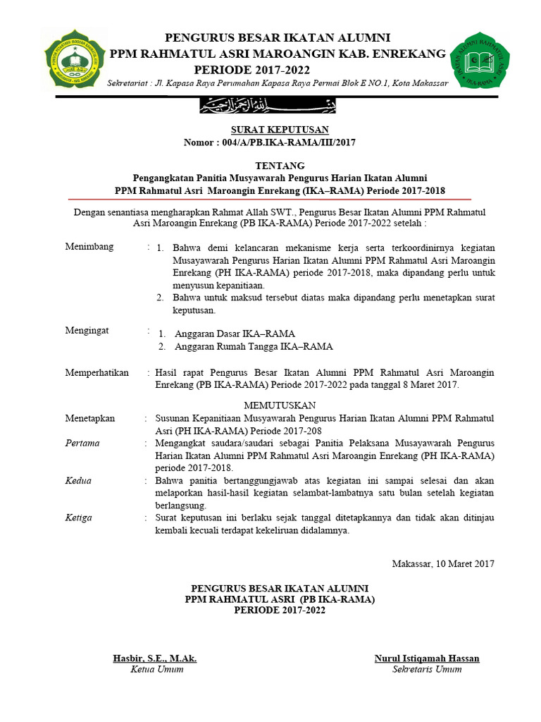 4. SK panitia Musyawarah PH | PDF