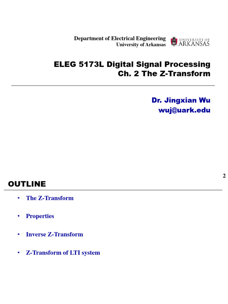 Eleg5173l ch2 Z Transforms | PDF | Mathematical Relations | Mathematical Analysis