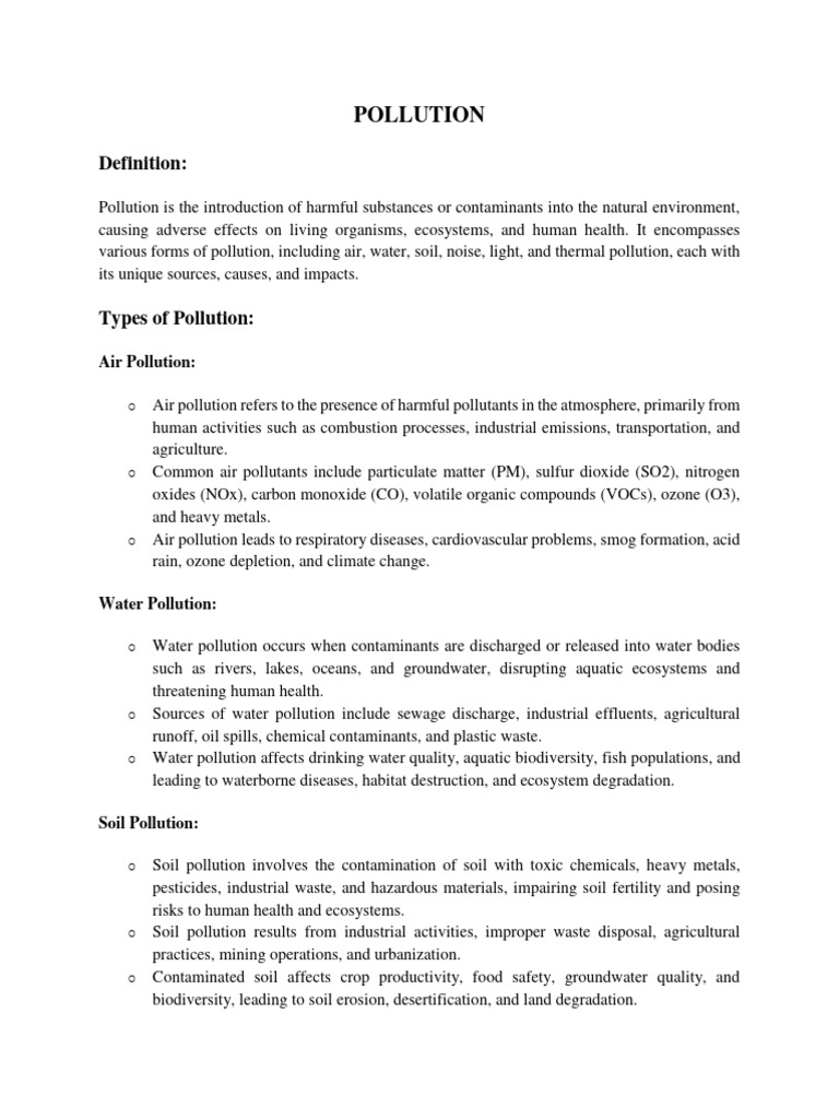 Types of Pollution 240516 112659 | PDF | Pollution | Water Pollution