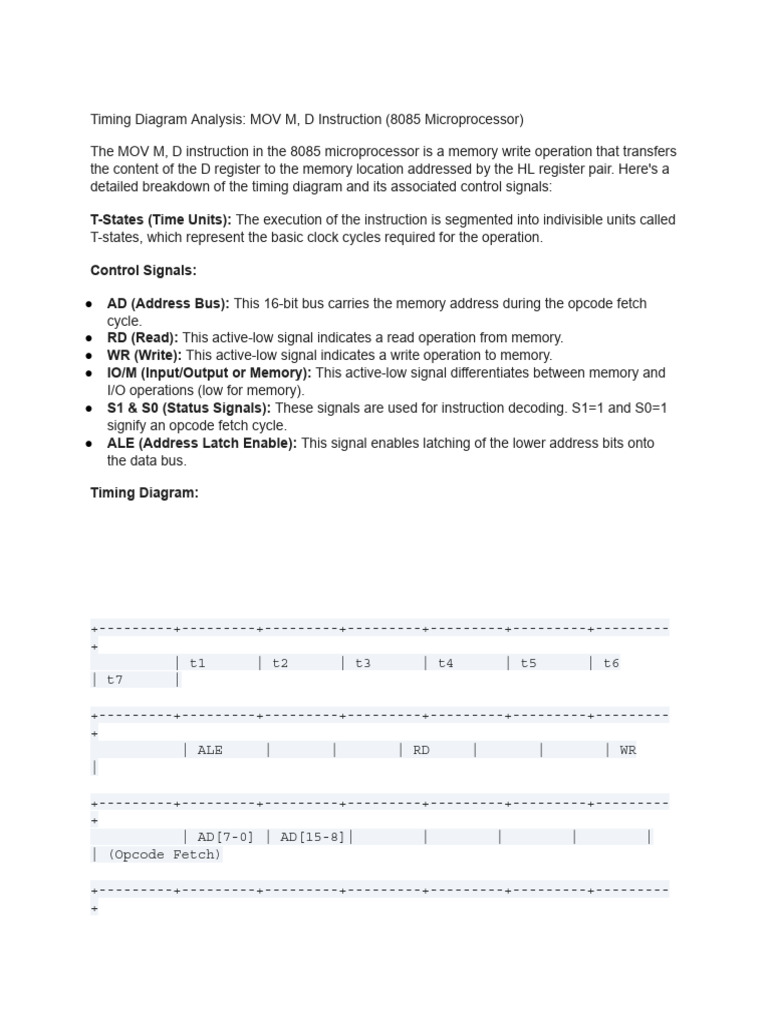 (c) Draw and Explain the Timing Diagram of MOV M,_. | PDF | Central Processing Unit | Digital ...