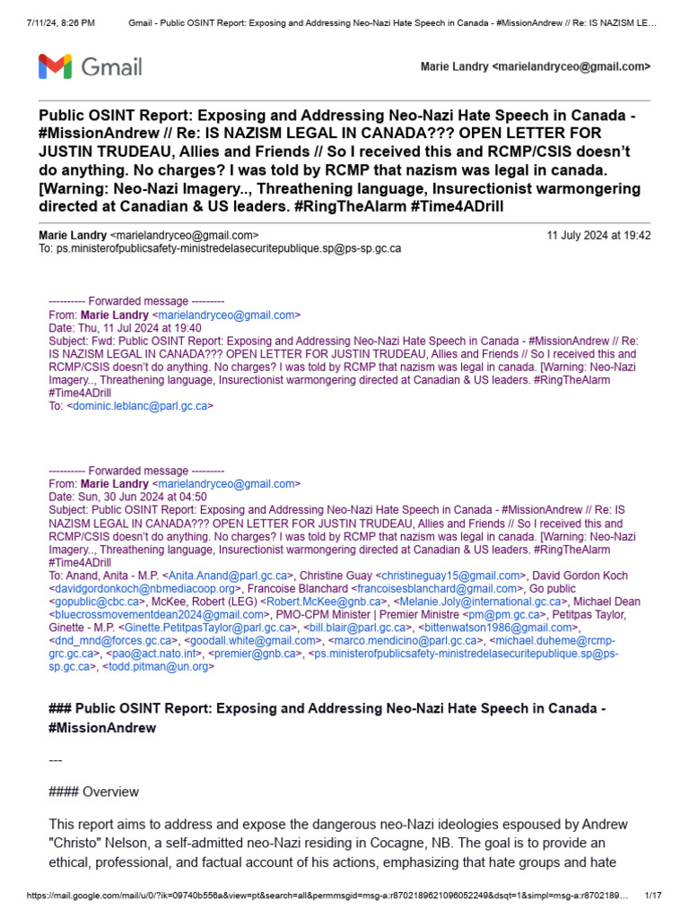 Public OSINT Report: Neo-Nazi Andrew Christo Nelson - New-Brunswick ... Public OSINT Report: Neo-Nazi Andrew Christo Nelson - New-Brunswick ...