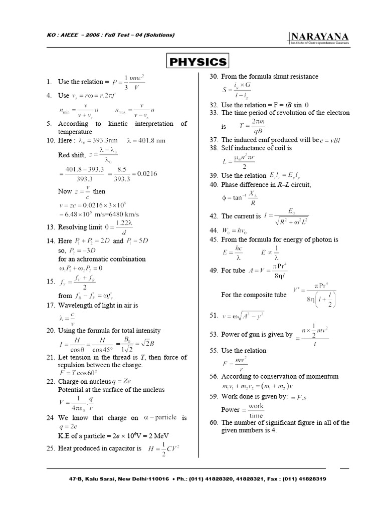 05 - Physics Solution | PDF | Electronvolt | Quantum Mechanics