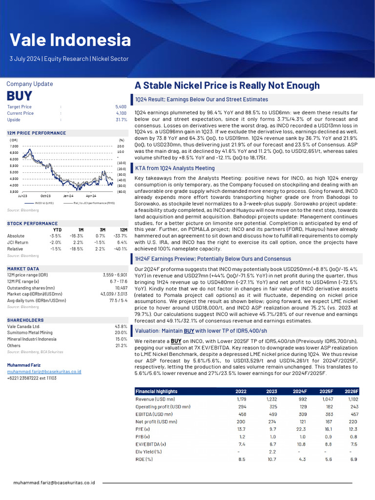INCO - A Stable Nickel Price Is Really Not Enough-1 | PDF | Securities ...