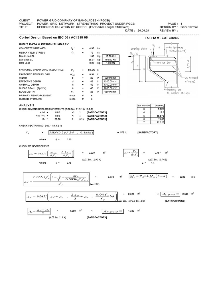Corbel Design for EOT Crane System | PDF | Building Engineering | Mechanics