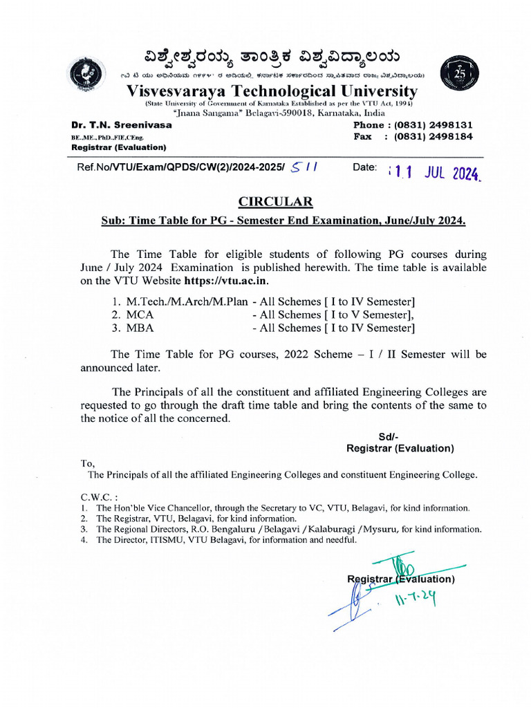 Time Table PG Jun 2024 | PDF