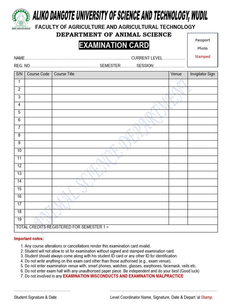 Exam Card 2023-2024-ANSC | PDF | Technology & Engineering