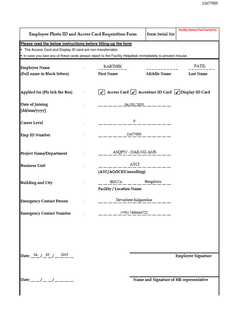 Employee ID and Access Card Form | PDF | Computer Access Control | Authentication