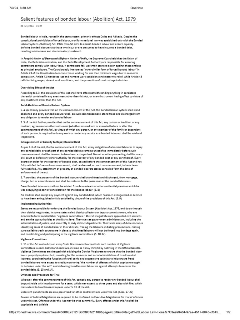 Bonded Labour System Abolition Act 1976 | PDF | Mortgage Law | Justice