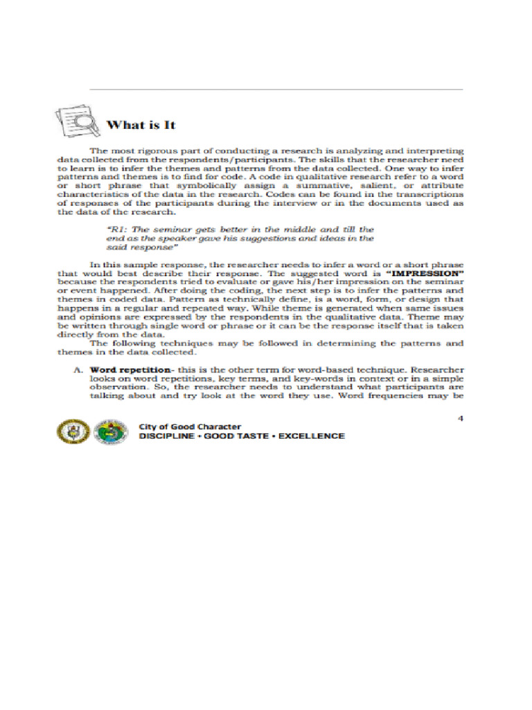 Q4 M4 Patterns and Themes From The Data Collected As5 | PDF | Career ...