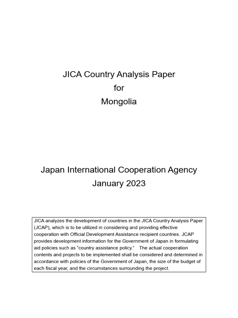 JICA Country Analysis Paper For Mongolia 1 | PDF | Agriculture | Air ...