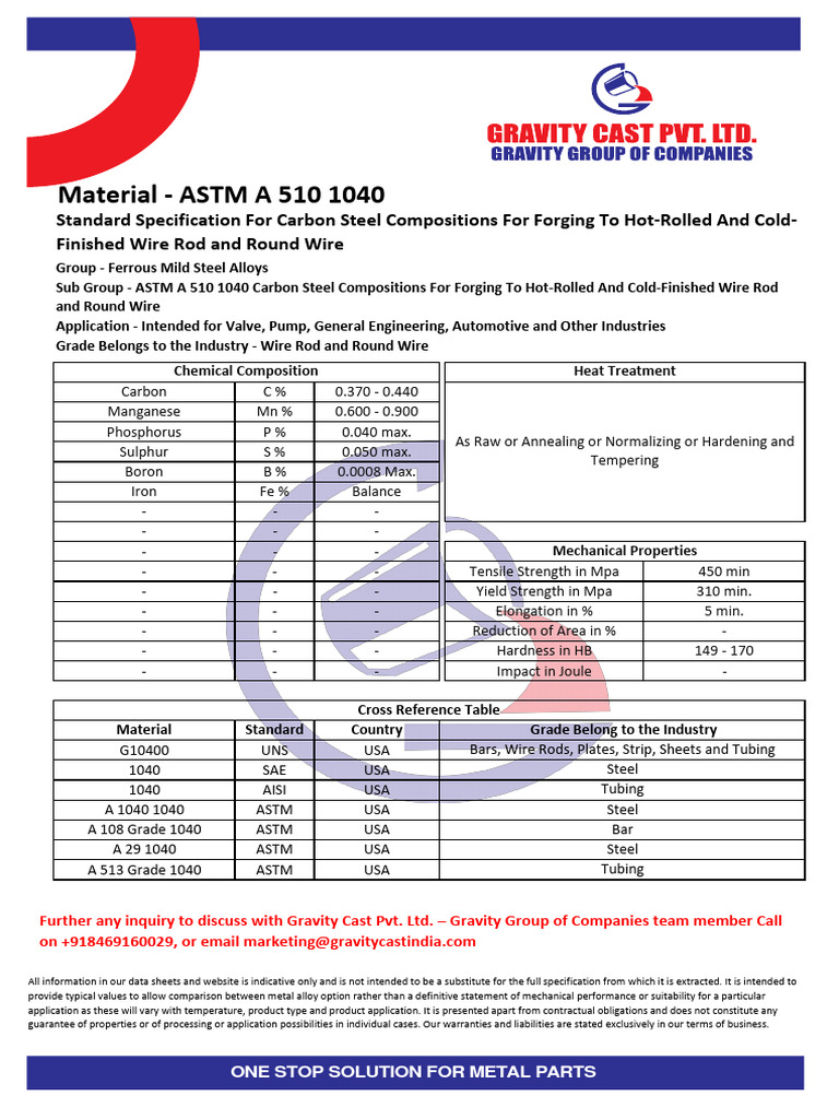 ASTM A 510 1040 | PDF | Steel | Industrial Processes