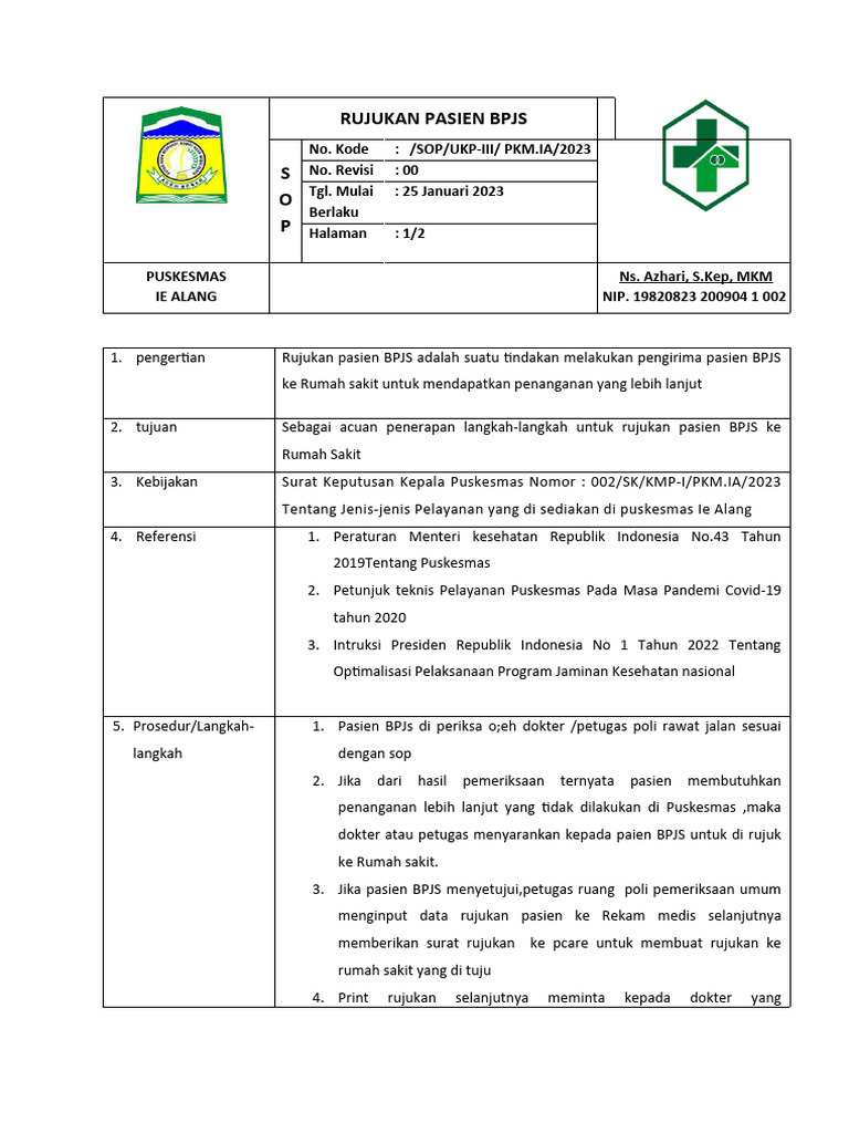 Sop Rujukan BPJS | PDF