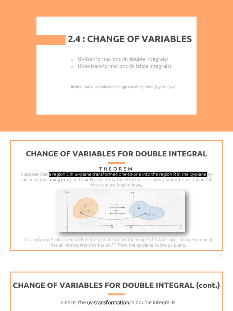 MAT 455 Chapter 2 - Change of Variables | PDF | Mathematical Analysis | Applied Mathematics