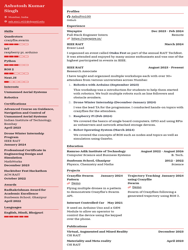 Ashutosh Kumar Singh CV | PDF | Computing | Computer Engineering