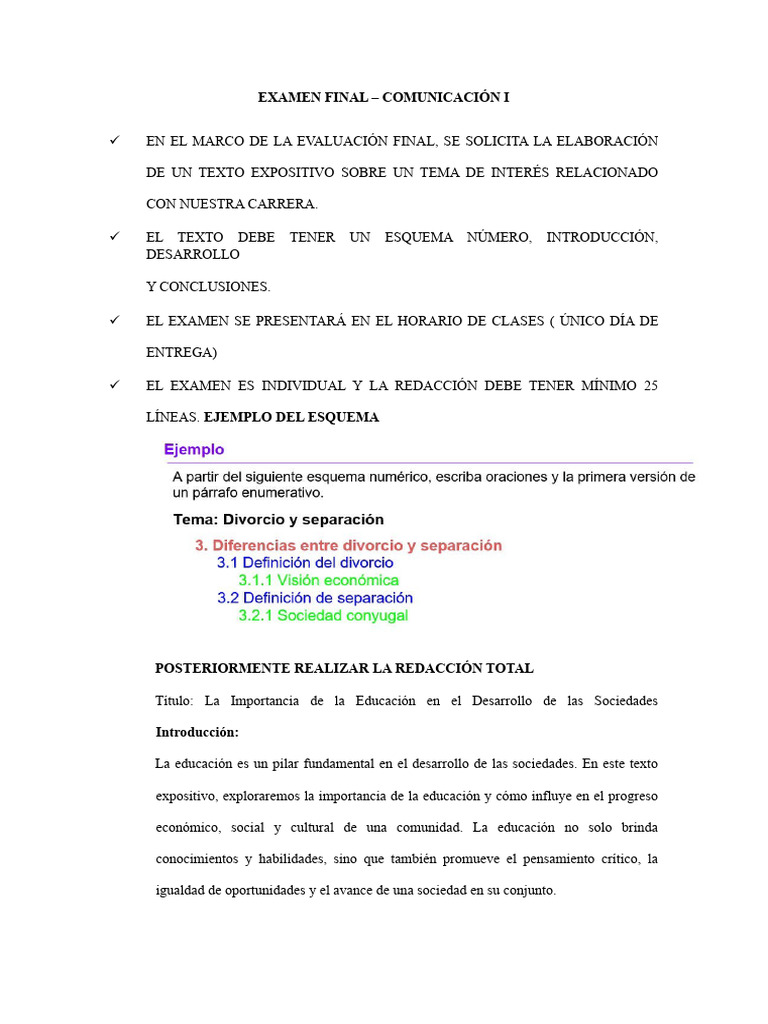 Examen Final Comunicación I 2024 10 7 Pdf Sociedad Tolerancia