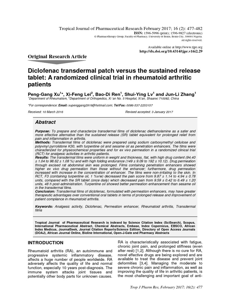 Diclofenac Sodium Tdds Versues Sustained Release Tablets Pdf Nonsteroidal Anti Inflammatory