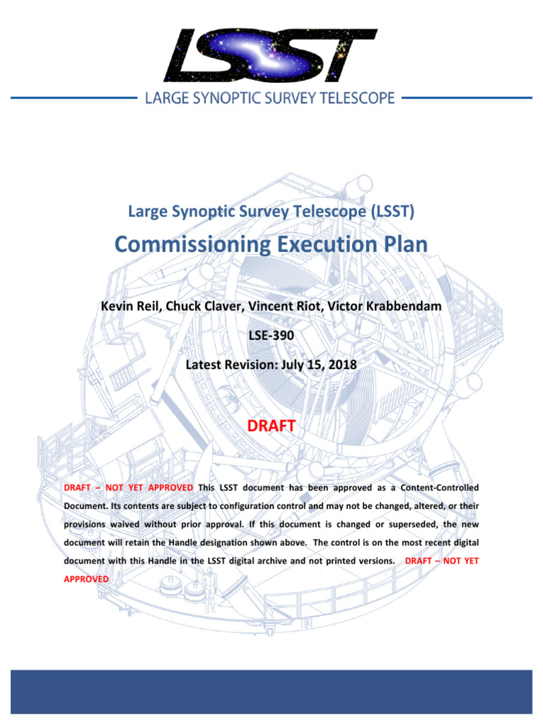 LSST Commissioning Execution Plan LSE-390 | PDF | Redshift | Risk ...