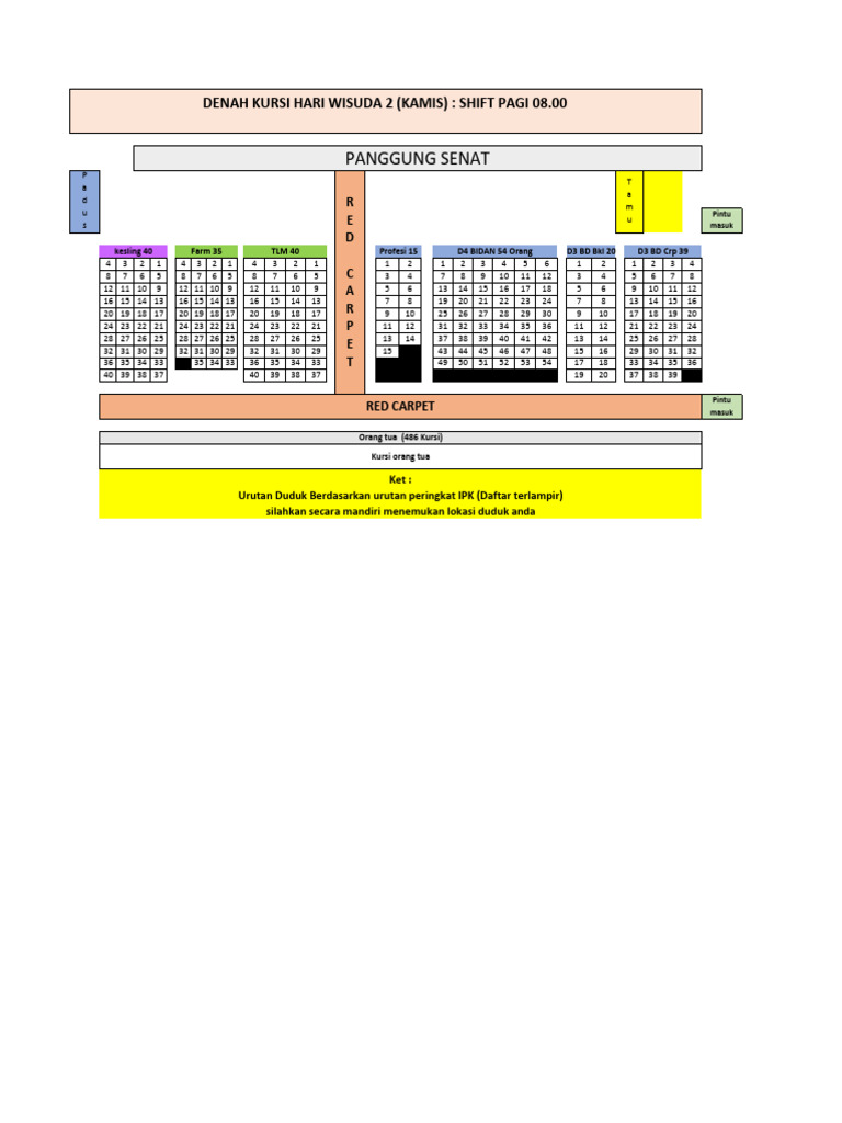 Denah Kursi Wisuda Program Diploma | PDF
