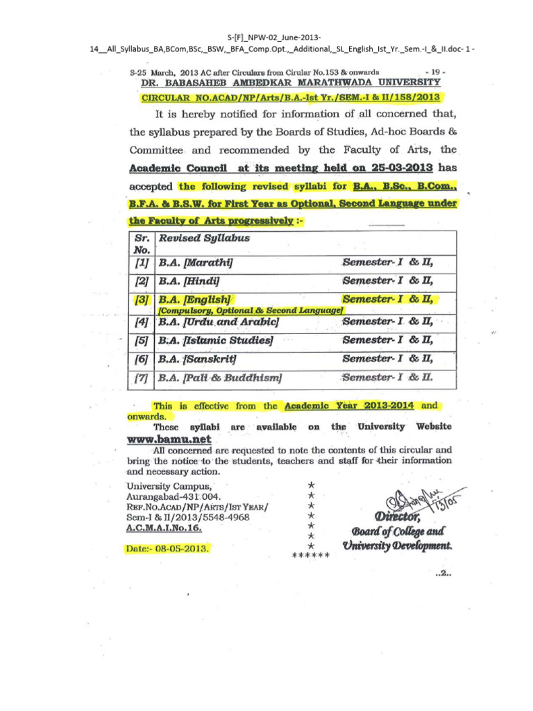 BA English Syllabus | PDF | Verb | Subject (Grammar)