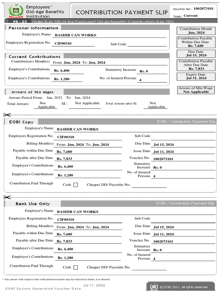 Payment Slip - CIF00310 - July-2024 | PDF | Employment | Labor