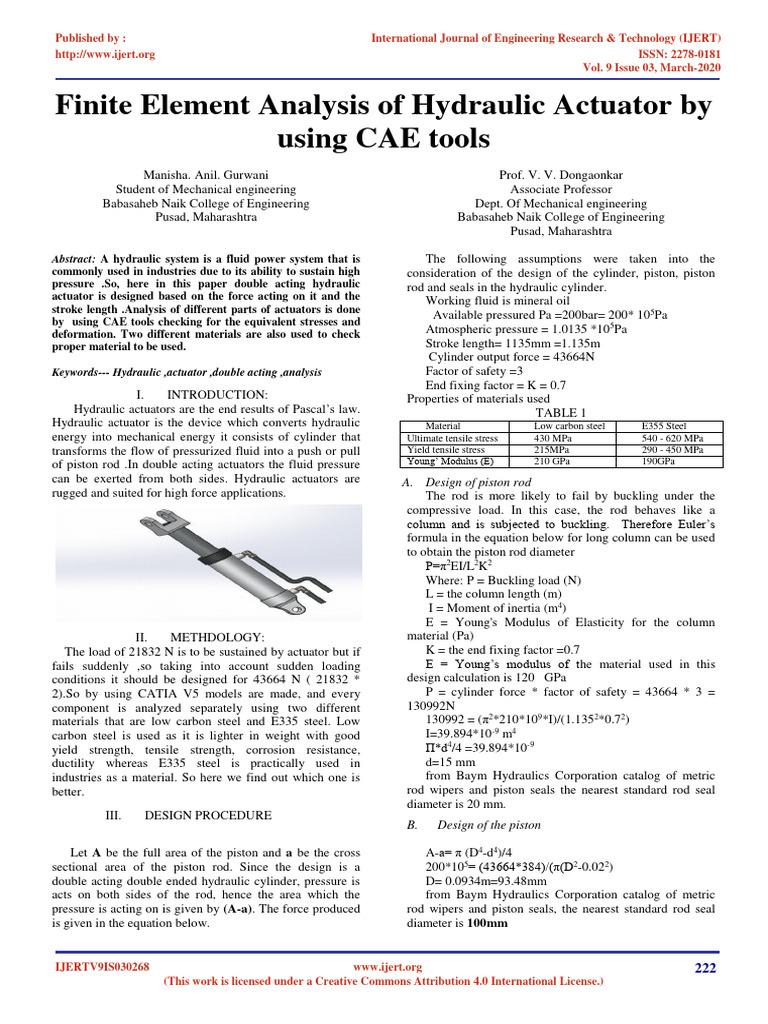 Finite Element Analysis of Hydraulic Actuator by U | PDF | Buckling | Stress (Mechanics)