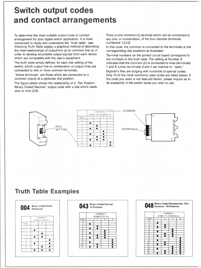 Digitran Switches Truth Tables | PDF
