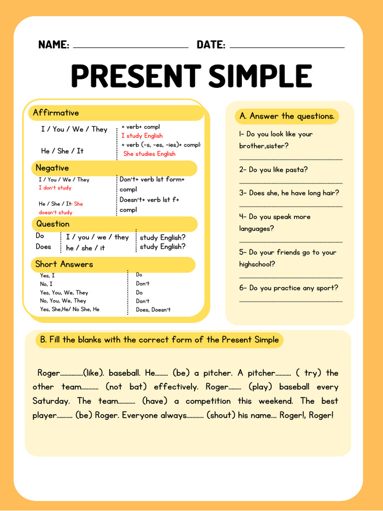 Present simple review 2 | PDF