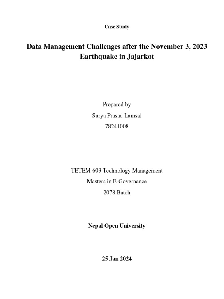 Surya Prasad Lamsal-78241008 - Technology Management - Case Study | PDF | Geographic Information ...
