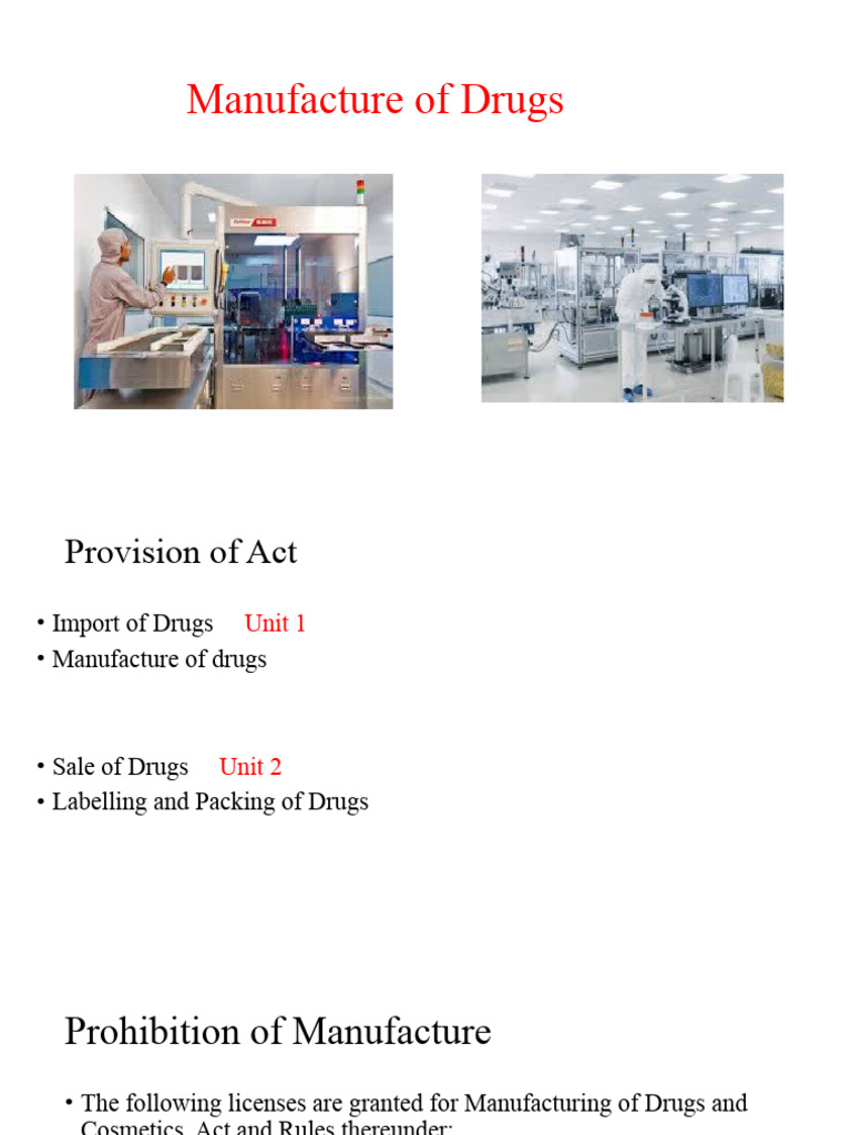 Manufacture of Drugs | PDF