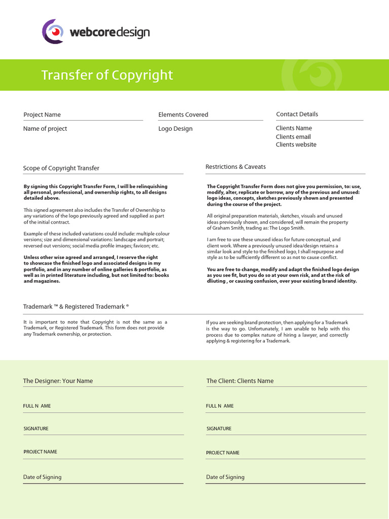 Transfer of Copyright Form | PDF | Trademark | Copyright