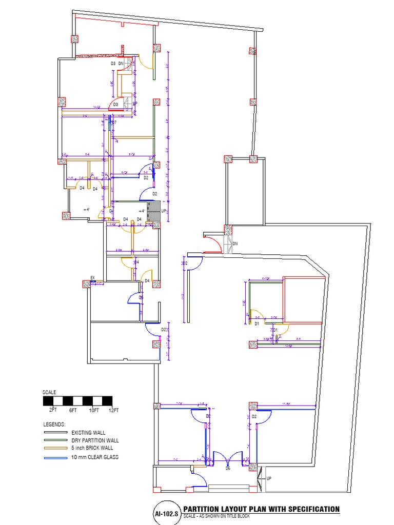 AI.102.W-PARTITION WALL LAYOUT PLAN WITH MEASUREMENT-Model | PDF ...