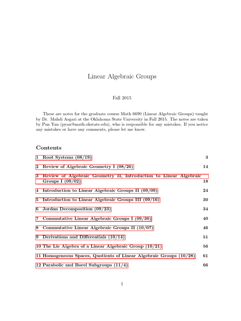 Linear Algebraic Groups | PDF | Linear Algebra | Linear Map