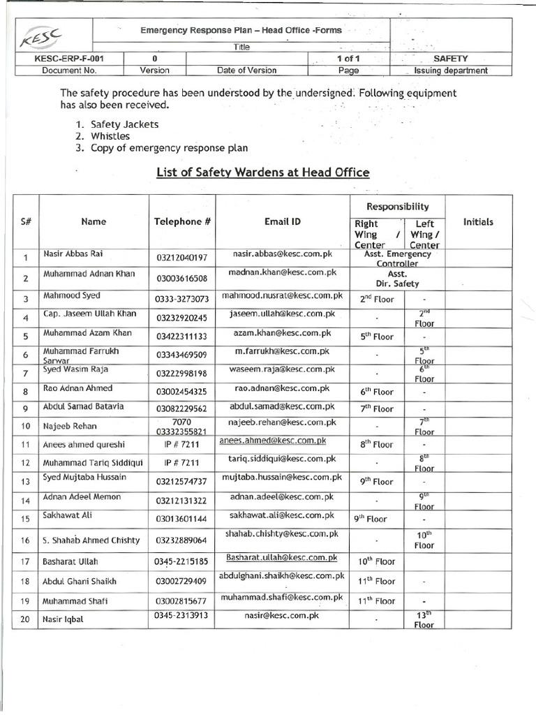 Circular #4-Emergency Response Plan - HO | PDF