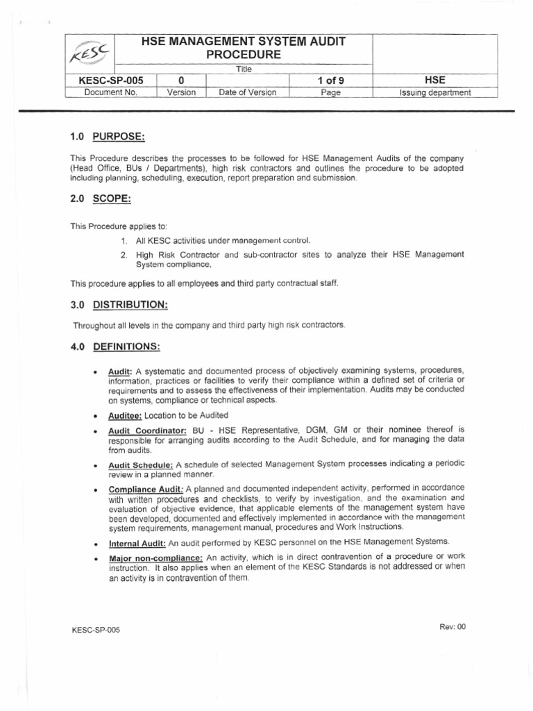 Circular #7-HSE Management System Audit Procedure | PDF | Audit ...