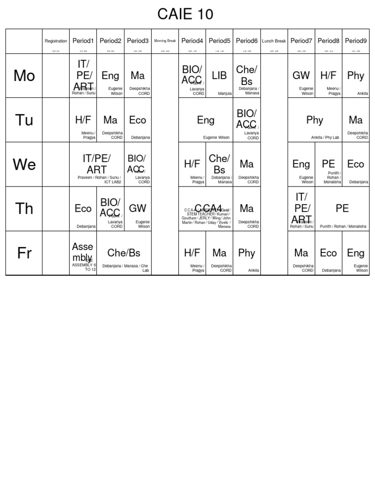 311436-1720098741-GRADE 10 Time Table July 2024 | PDF