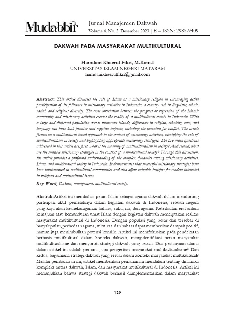 Dakwah Pada Masy Multikultural | PDF | Agama & Spiritualitas