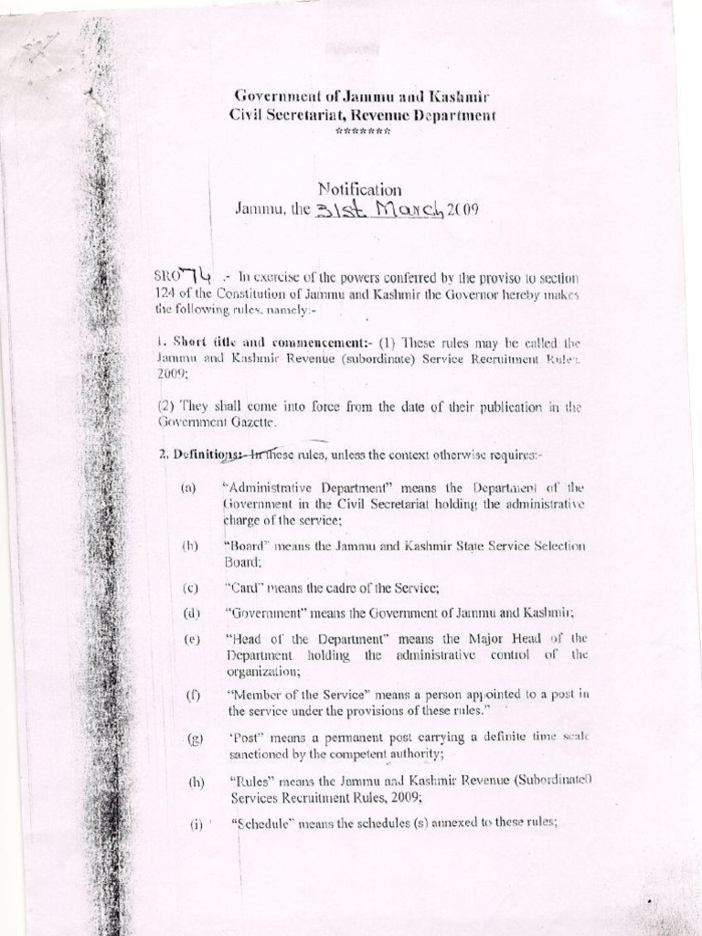 SRO 74 Rectt Rules | PDF