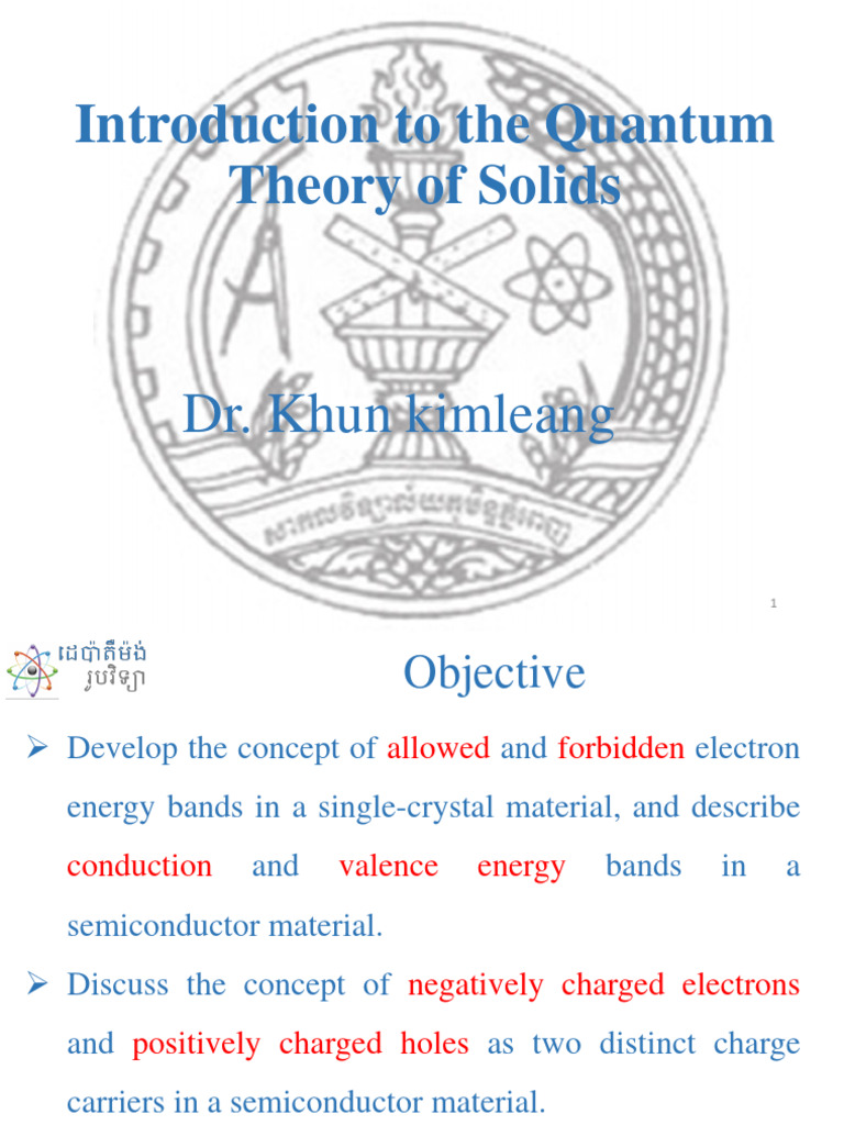 Quantum Theory of Solid Energy Bands | PDF | Electron Hole | Electron