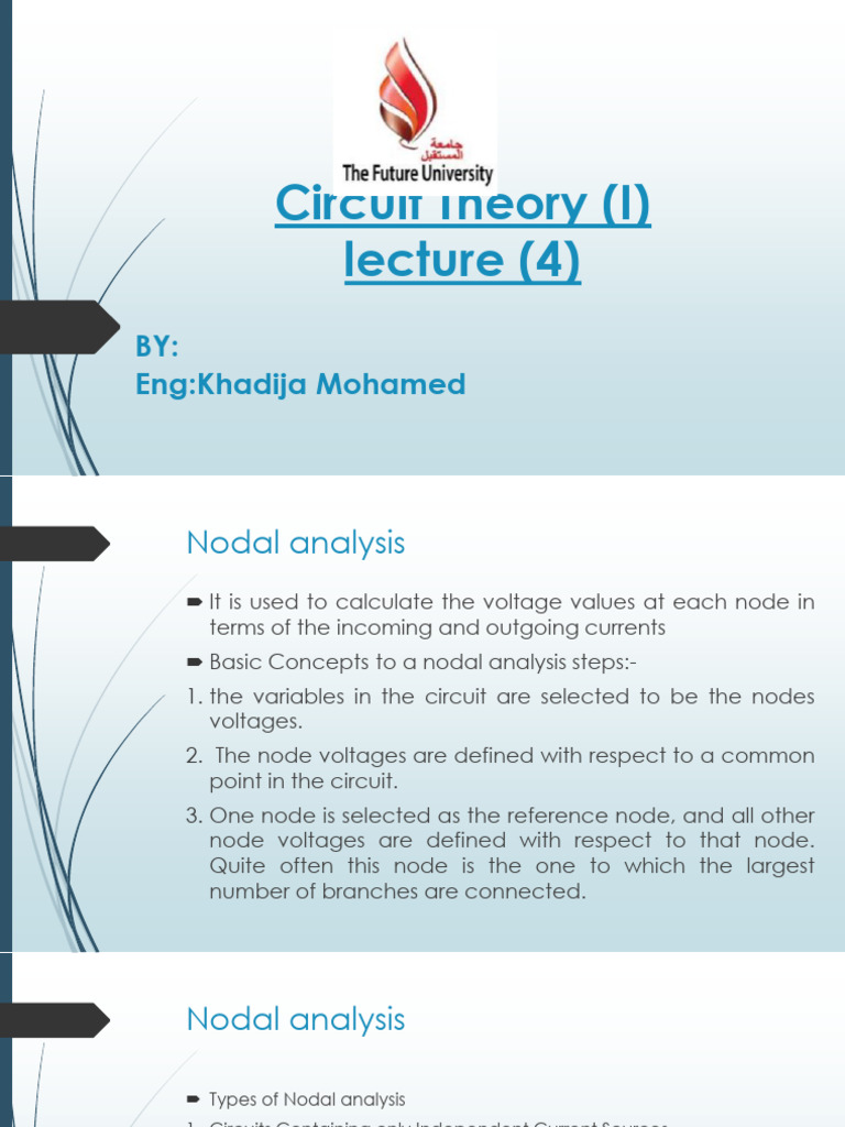 Circuit Theory Lec 4 | PDF | Electrical Network | Network Analysis (Electrical Circuits)
