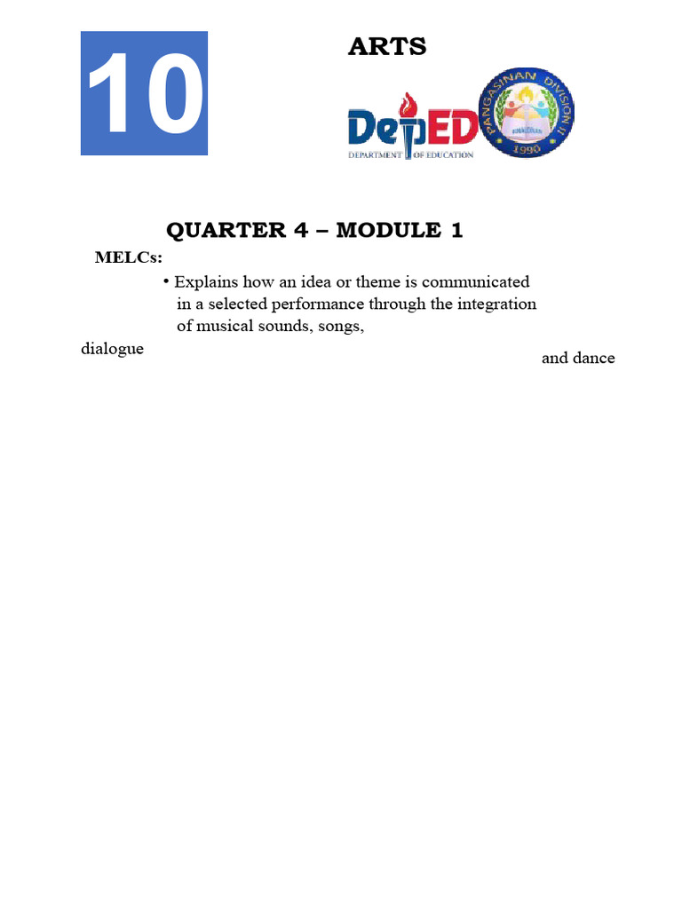 Secondary Arts 10 Q4 Module1 | PDF | The Arts | Theatre Secondary Arts 10 Q4 Module1 | PDF | The Arts | Theatre