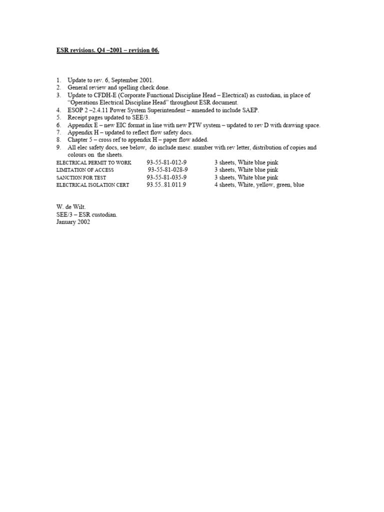 ESR Revisions 2001 | PDF | Computers